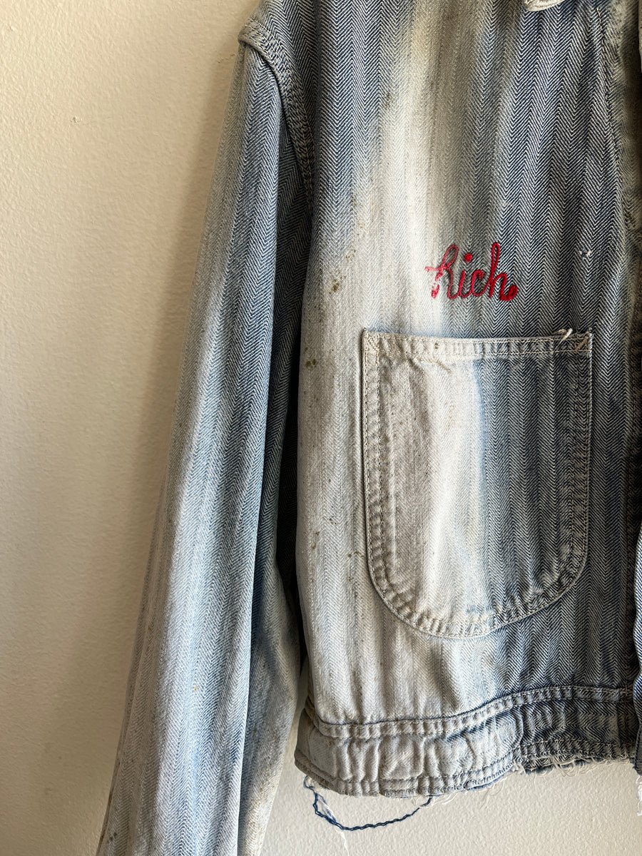 Vintage 1950’s Burlington Chainstitch Denim HBT Jacket – La Lovely Vintage